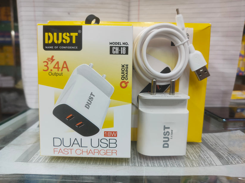 DUST CH-18/ 3.4A/18W/V8 Doul USB Charger – Kharrido